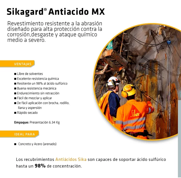 Sikagard Antiacido MX gris (A+B) Unidad 6,3 Kg - Recubrimiento con ...